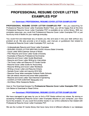 Fillable Online PROFESSIONAL RESUME COVER LETTER EXAMPLES PROFESSIONAL ...