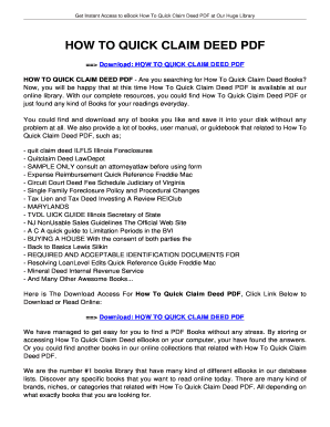 Fillable Online HOW TO QUICK CLAIM DEED HOW TO QUICK CLAIM DEED Fax ...