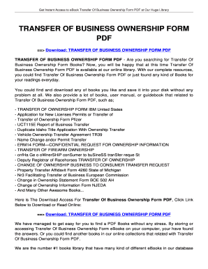 Fillable Online Transfer of business ownership form pdf - tolianbiz ...