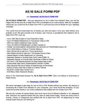 Fillable Online AS IS SALE FORM PDF - tolianbiz Home Fax Email Print ...