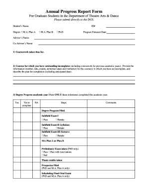 Fillable Online assets cla umn Annual Progress Report Form - University of Minnesota - assets ...