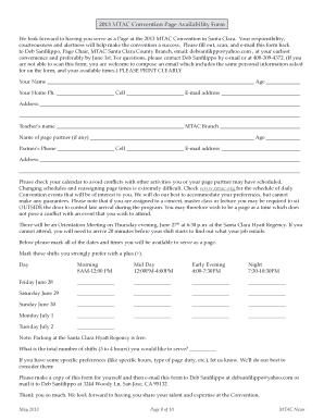 Fillable Online mtac 2013 MTAC Convention Page Availability Form Fax ...