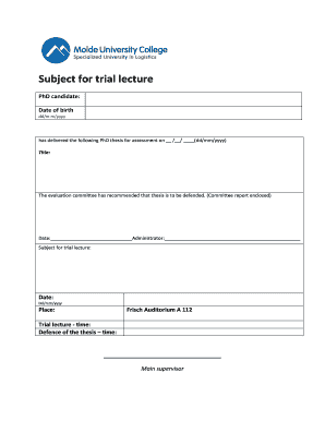 Fillable Online Subject for trial lecture Fax Email Print - pdfFiller