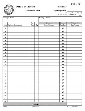 Fillable Online FORM 601 SALES AX RETURN - Navajo Tax Commission Fax ...