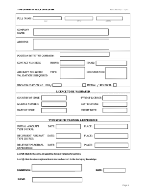 Fillable Online dca gov APPLICATION FOR VALIDATION OF AN AIRCRAFT ...