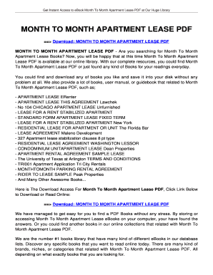 Fillable Online MONTH TO MONTH APARTMENT LEASE MONTH TO MONTH APARTMENT ...