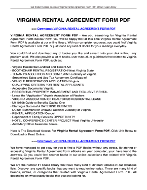 Fillable Online Virginia rental agreement form pdf - tolianbiz Home Fax ...