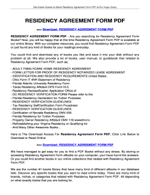 Fillable Online Residency agreement form pdf - tolianbiz Home Fax Email ...