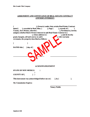 Fillable Online ASSIGNMENT AND CONVEYANCE OF REAL ESTATE CONTRACT ...