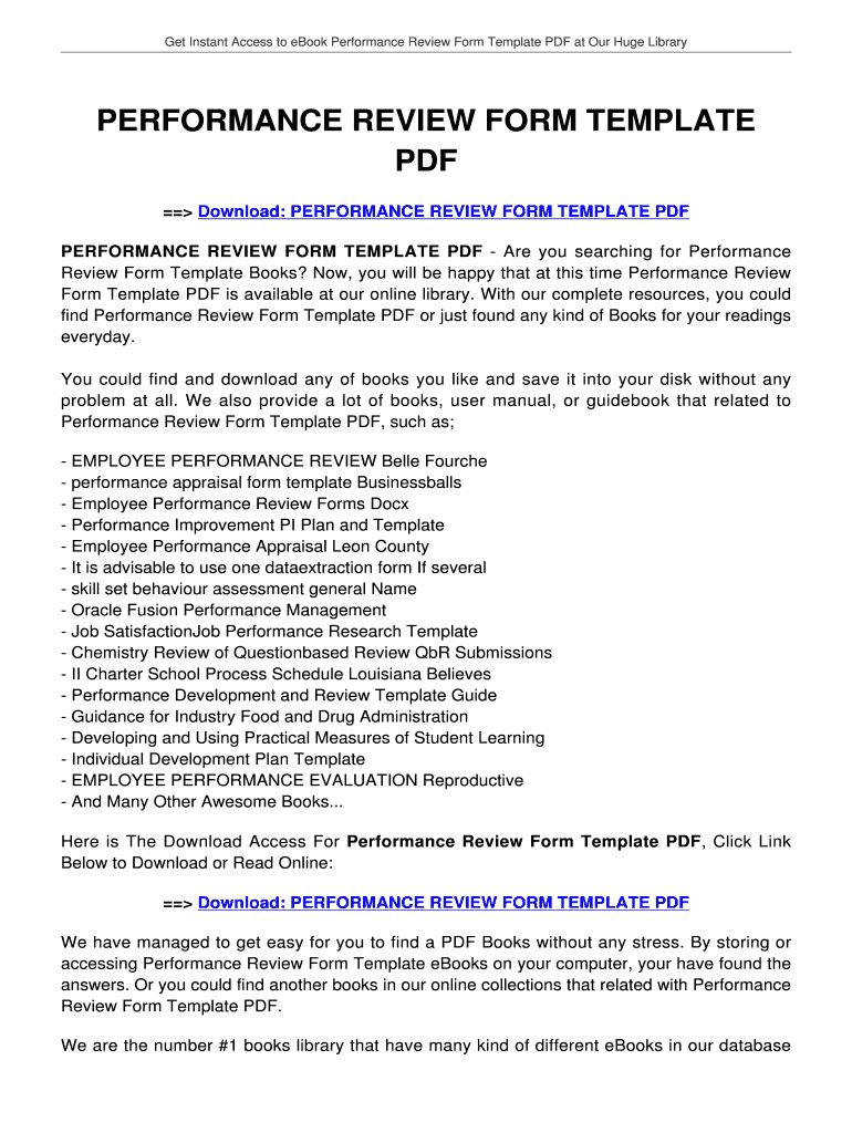 Fillable Online Performance review form template pdf - tolianbiz Home ...
