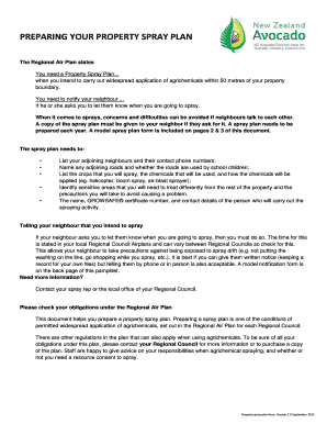 Fillable Online industry nzavocado co PREPARING YOUR PROPERTY SPRAY ...