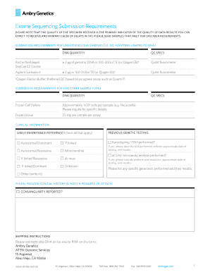 Fillable Online Exome Sequencing Submission Requirements - Ambry ...