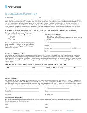 Fillable Online Raw Sequence Data Consent Form - Ambry Genetics Fax ...