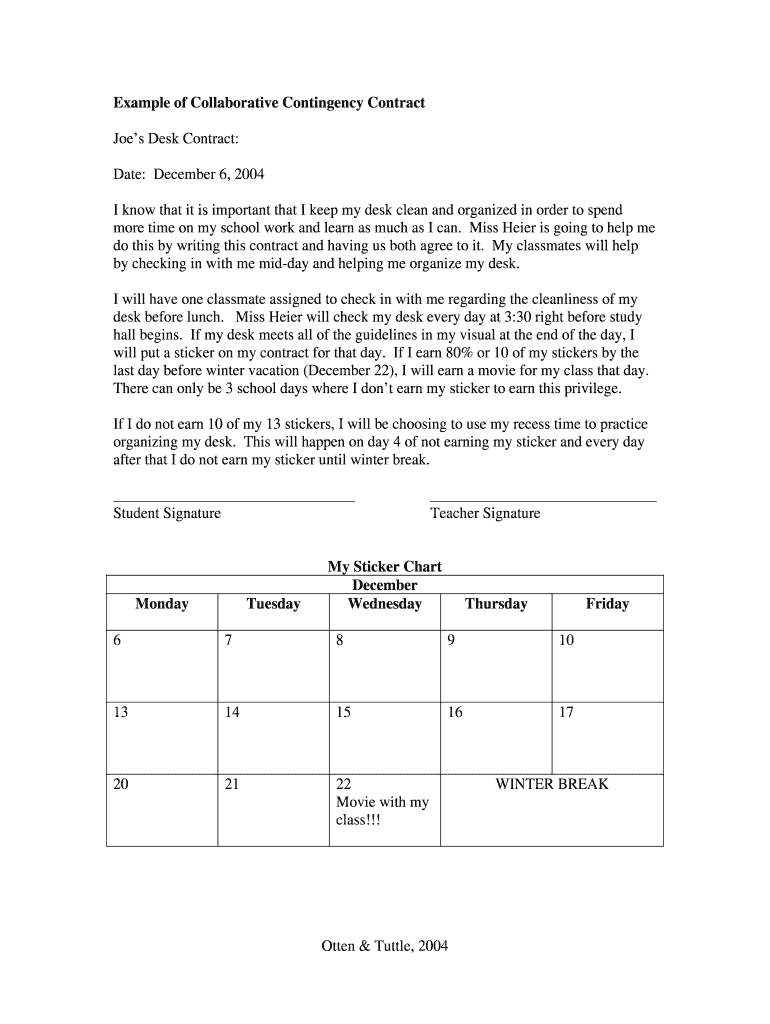 Fillable Online Example of Collaborative Contingency Contract Fax Email ...