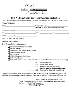Fillable Online floridaflute FFA Pre-Registration ConventionMember ...