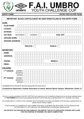 Fillable Online carlowsoccer Fai umbro youth cup entry form - Ddsl ...