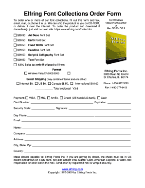 Fillable Online Elfring Font Collections Order Form Fax Email Print ...