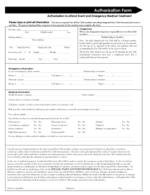 Fillable Online AUTHORIZATION TO ATTEND EVENT and - Florida Key Club ...