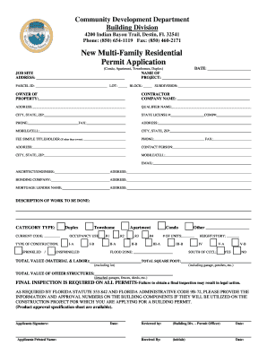 Fillable Online New Multi-Family Residential Permit Application Fax ...