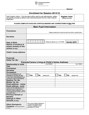 Fillable Online clacksweb org Main Pupil Information - ClacksWeb Fax Email Print - pdfFiller