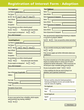 Fillable Online clacksweb org Adoption Registration of Interest Form ...