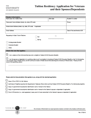 Fillable Online Tuition Residency Application for Veterans and their Fax Email Print - pdfFiller