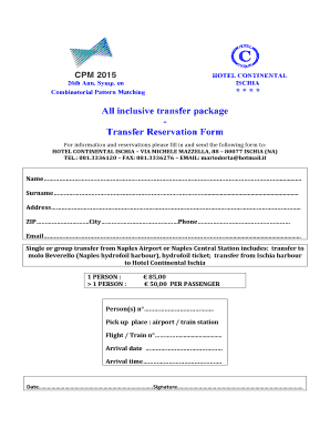 Fillable Online cpm2015 di unisa All inclusive transfer package ...