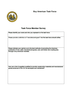 Fillable Online cawv Buy American Task Force Task Force Member Survey ...
