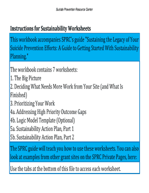 Fillable Online sprc Instructions for Sustainability Worksheets ...