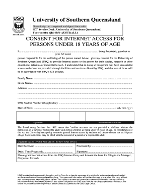 Fillable Online USQ Under 18s Consent Form 2010Sep2010 Fax Email Print ...