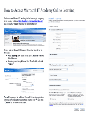 Fillable Online Students access Microsoft IT Academy Online Learning by ...