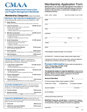 Fillable Online cmaanet CMAA Membership Application Form12 2010.doc Fax Email Print - pdfFiller