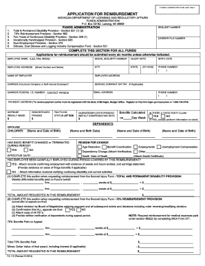 Fillable Online mich FORM 112 APPLICATION FOR REIMBURSEMENT Fax Email ...