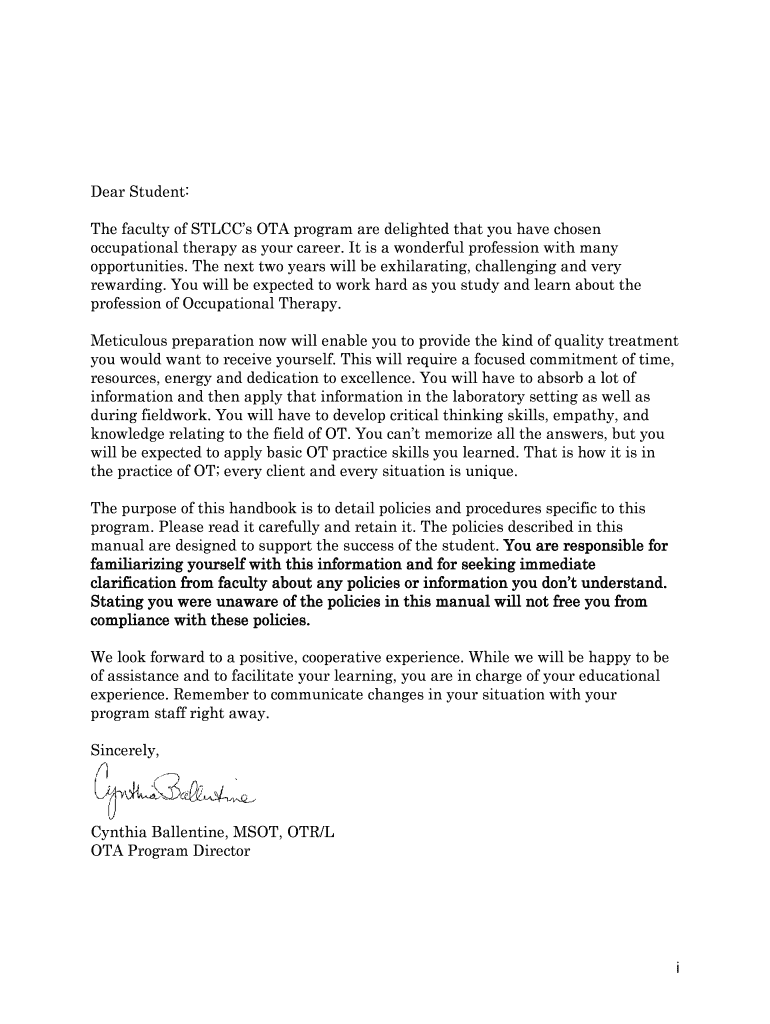 Fillable Online stlcc The faculty of STLCCs OTA program are delighted ...