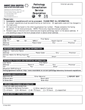 Fillable Online mountsinai on Pathology Consultation th Service M5G Requisition Fax Email Print ...