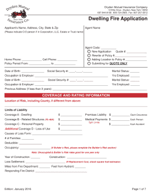 Fillable Online Dwelling Fire App E1-16.indd Fax Email Print - pdfFiller
