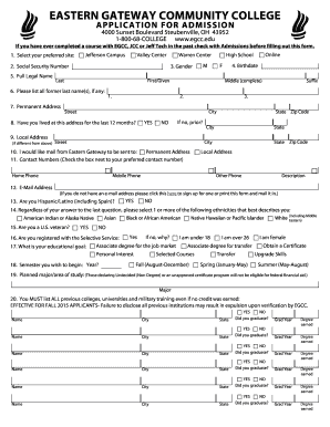 Fillable Online egcc EASTERN GATEWAY COMMUNITY COLLEGE - begccedub Fax ...