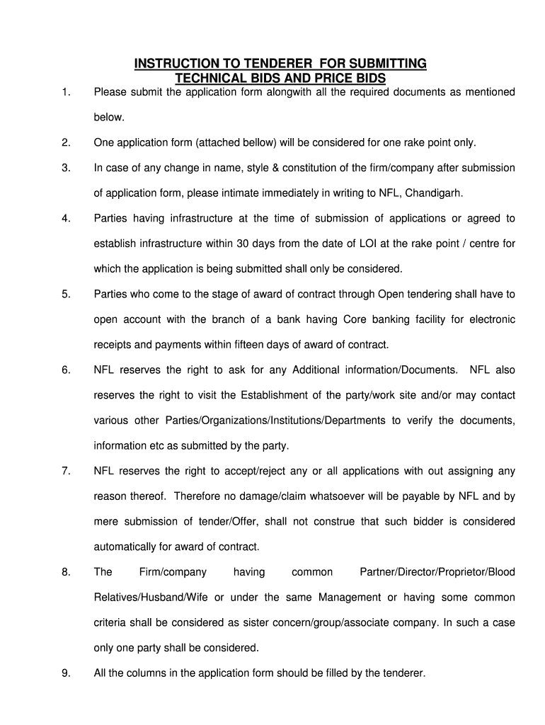 Fillable Online INSTRUCTION TO TENDERER FOR SUBMITTING Fax Email Print ...