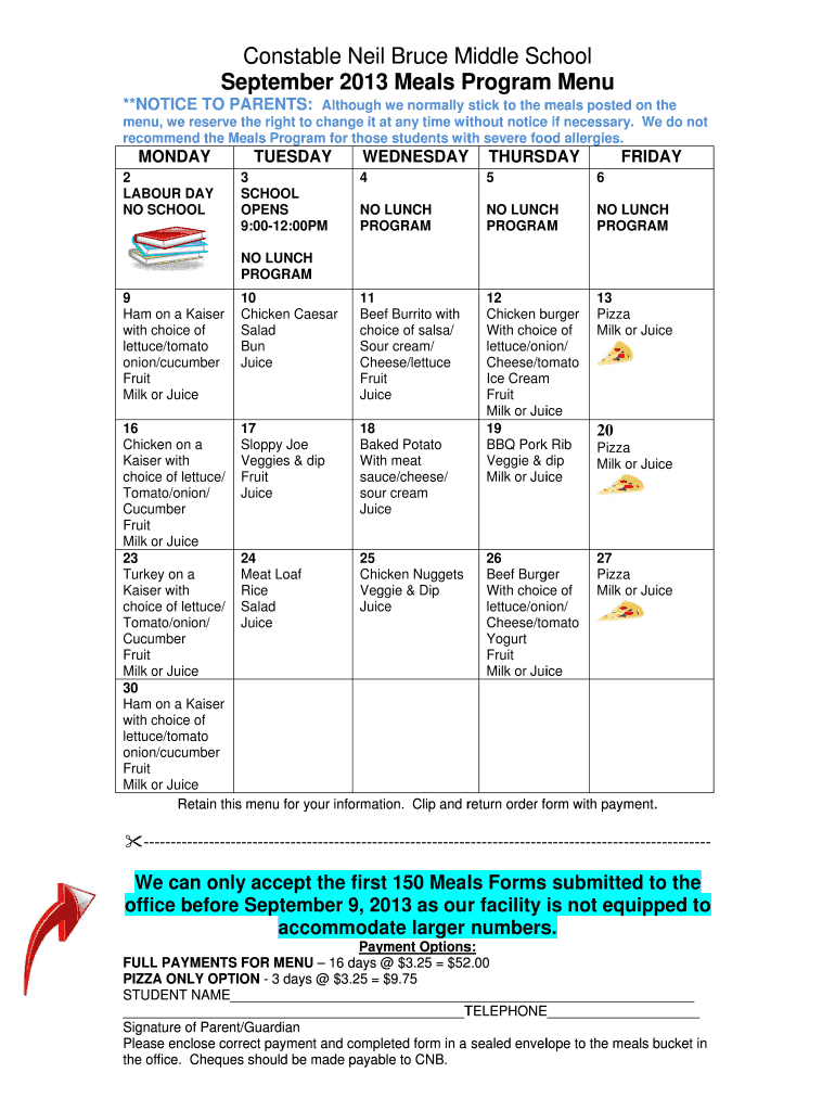 Fillable Online cnb sd23 bc Program Menu - cnb sd23 bc Fax Email Print - pdfFiller
