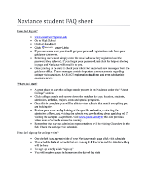 Fillable Online Naviance student FAQ sheet Fax Email Print - pdfFiller