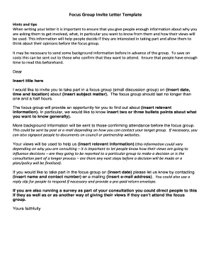 Fillable Online Focus Group Invite Letter Template Fax Email Print ...