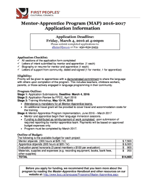 Fillable Online Mentor-Apprentice Program MAP 2016-2017 Application Information Fax Email Print ...