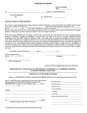 Fillable Online APPEARANCE BOND - lexingtonnationalcom Fax Email Print ...