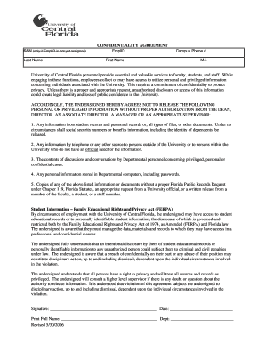 Fillable Online hospitality ucf Confidentiality Agreement All ...