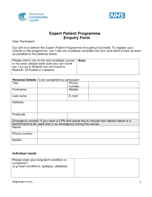 Fillable Online Expert Patient Programme Fax Email Print - pdfFiller