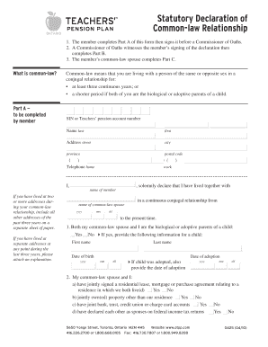 Fillable Online Statutory Declaration of Common-law Relationship Fax ...