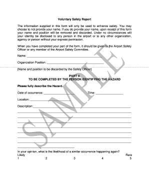 Fillable Online Sample Voluntary Safety Report - UKFSC Fax Email Print ...