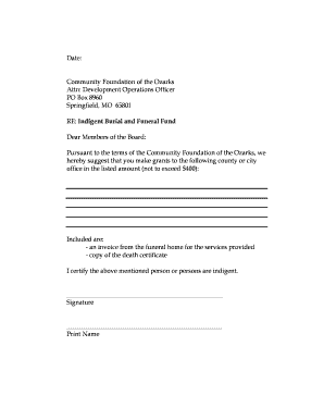 Fillable Online cfozarks Indigent Burial recommendation form Fax Email ...