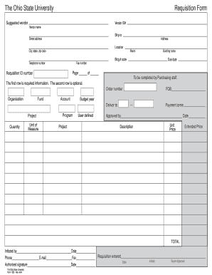 Fillable Online research osu The Ohio State University Requisition Form ...