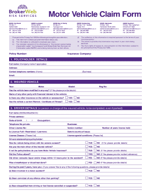 Fillable Online Motor Vehicle Claim Form - bbwrsconzb Fax Email Print ...